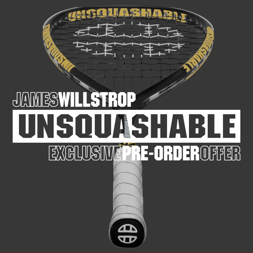 Limited Edition UNSQUASHABLE JAMES WILLSTROP GOLD squash racket